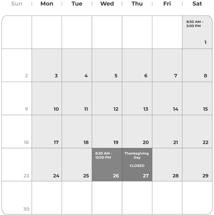 In-Store Hours & Holidays – Texas Pecan Company